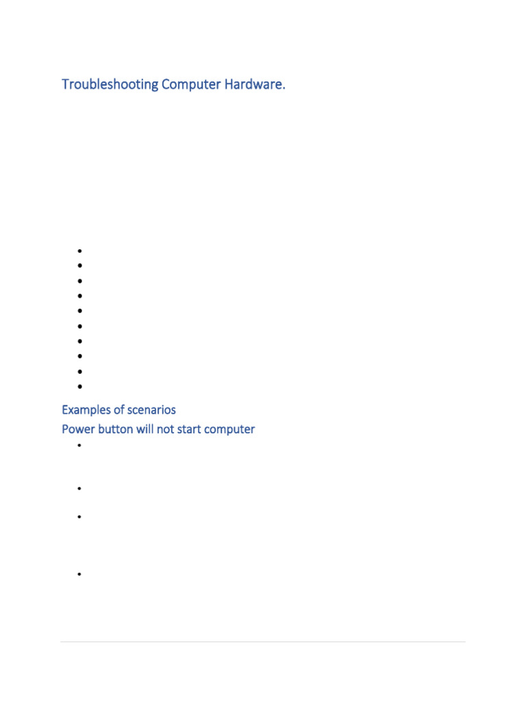 Troubleshooting Computer Hardware | PDF | Computer Hardware | Troubleshooting
