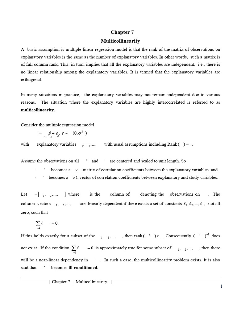 Chapter7 Econometrics Multicollinearity | PDF | Multicollinearity | Principal Component Analysis