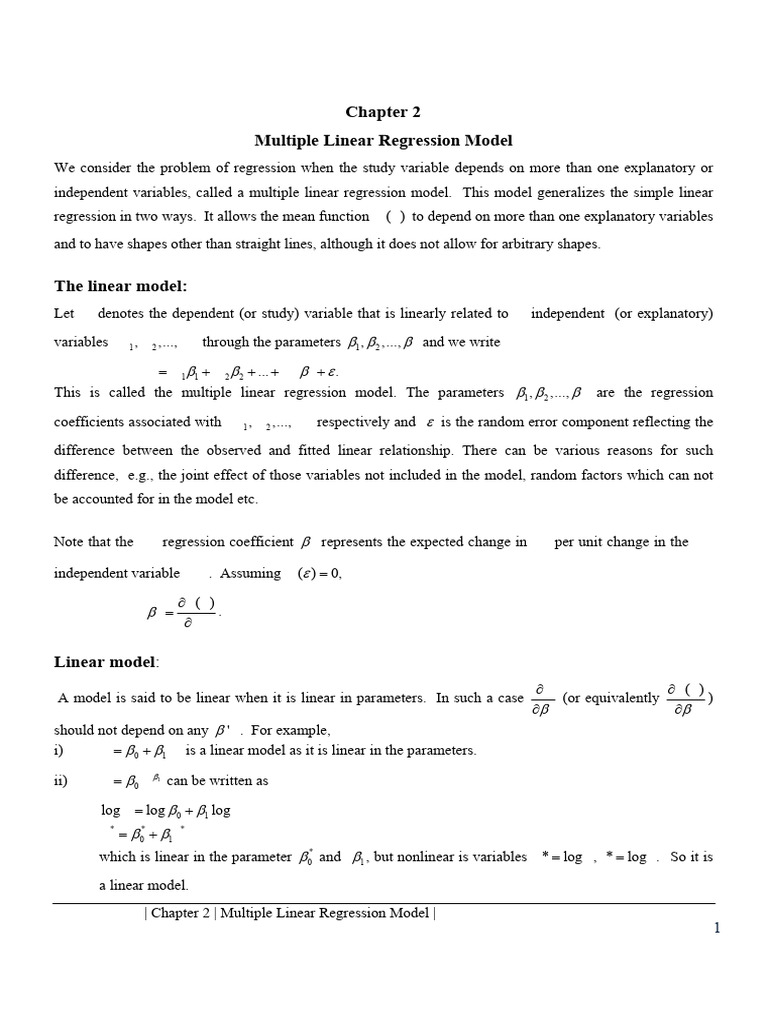 Chapter2 Econometrics MultipleLinearRegressionModel 1 1 | PDF | Linear Regression | Regression ...