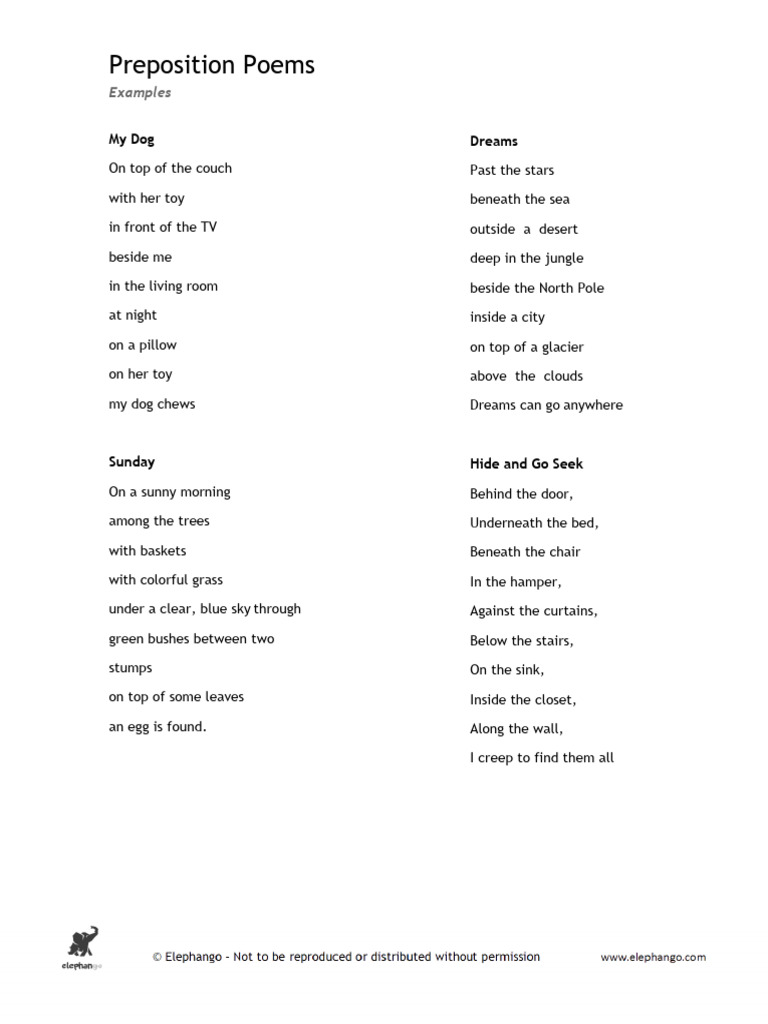10496-Preposition Poem Examples Portrait | PDF