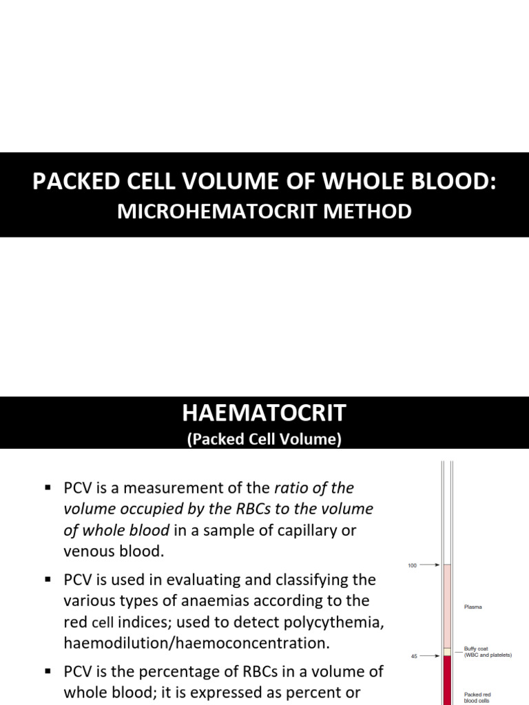 Packed Cell Volume, Red Cell Indices | PDF | White Blood Cell | Tissue ...