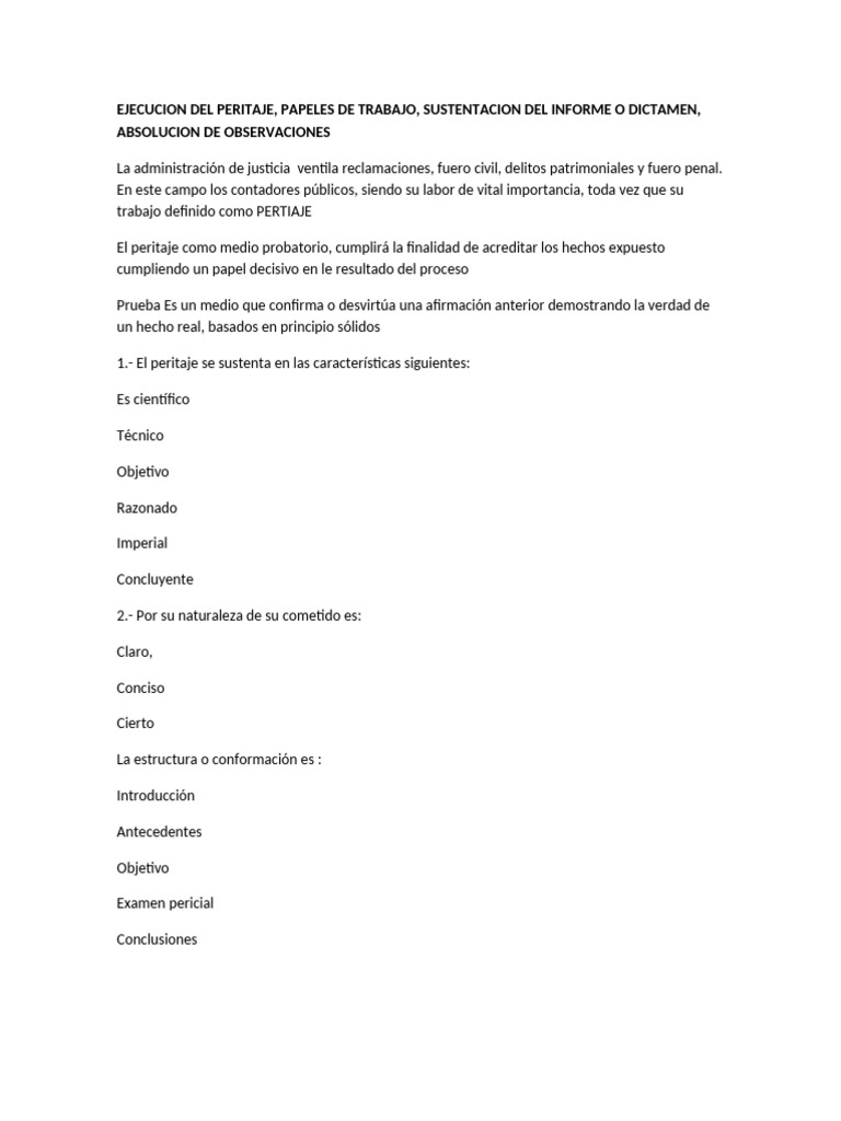 Ejecución y Sustentación del Peritaje | PDF | Testigo experto | Experto