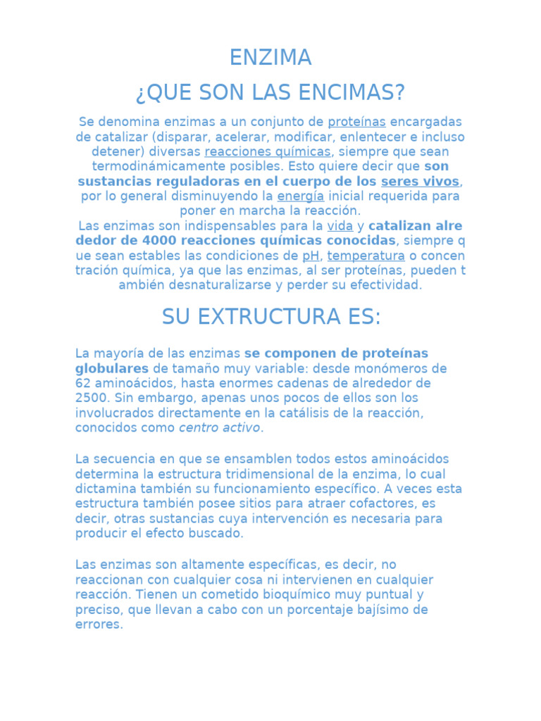 ENZIMA | PDF | Enzima | Catálisis