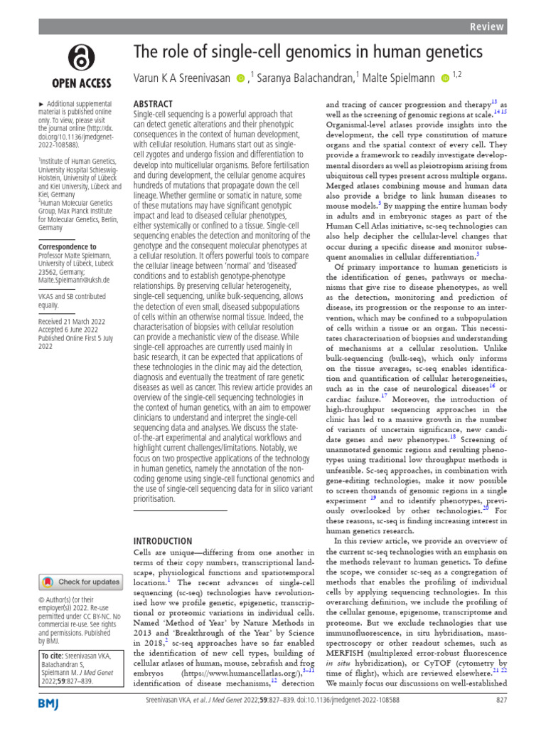The Role of Single-Cell Genomics in Human Genetics | PDF | Dna ...