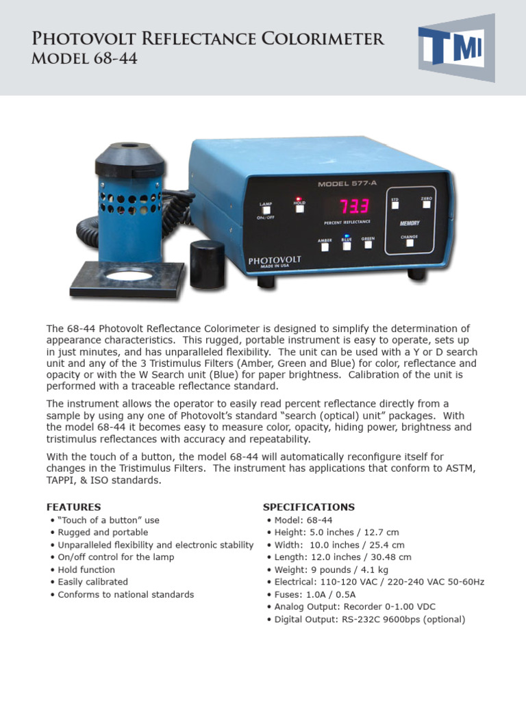 Photovolt 68-44 Colorimeter Overview | PDF | Calibration