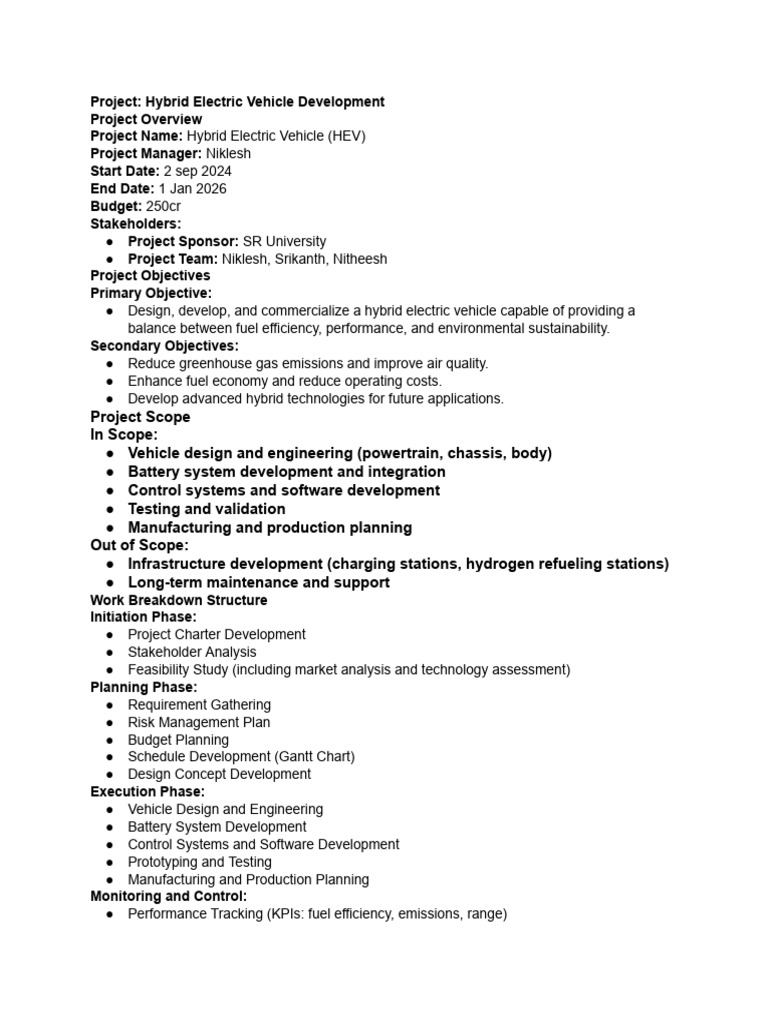 Niklesh Project Management | PDF | Risk Management | Hybrid Vehicle
