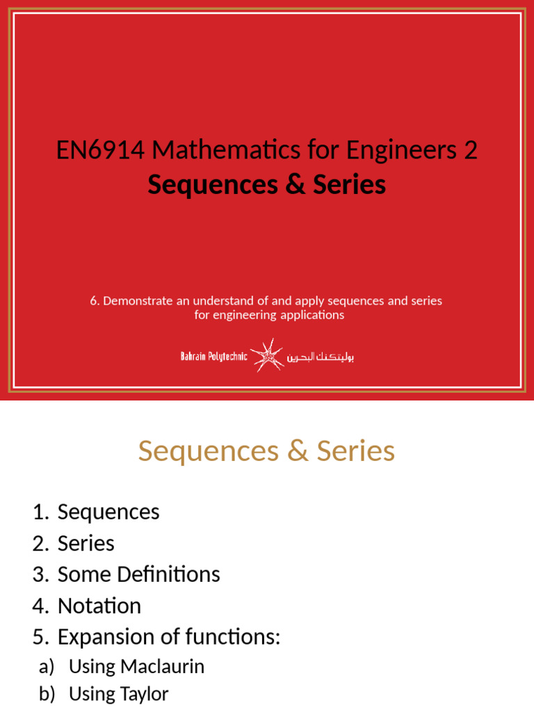 Engineering Sequences and Series Guide | PDF | Sequence | Power Series