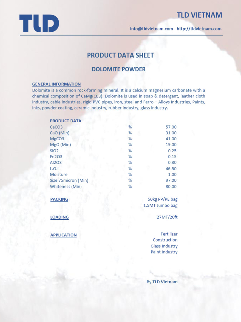TDS Dolomite Fine Powder (TLD) | PDF
