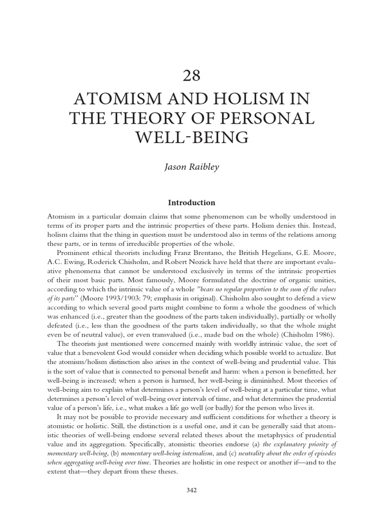 Atomism and Holism in The Theory of Personal Well-Being - 24 - 09 - 23 ...