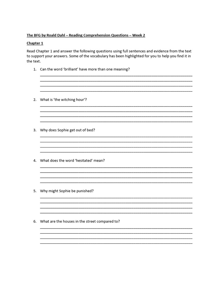 BFG Questions Week 2 | PDF | Language Mechanics | Linguistic Morphology