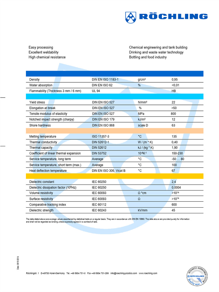 POLYOLEFINES PE HD 300 POLYSTONE G NATUREL Fiche Technique 030321 | PDF ...