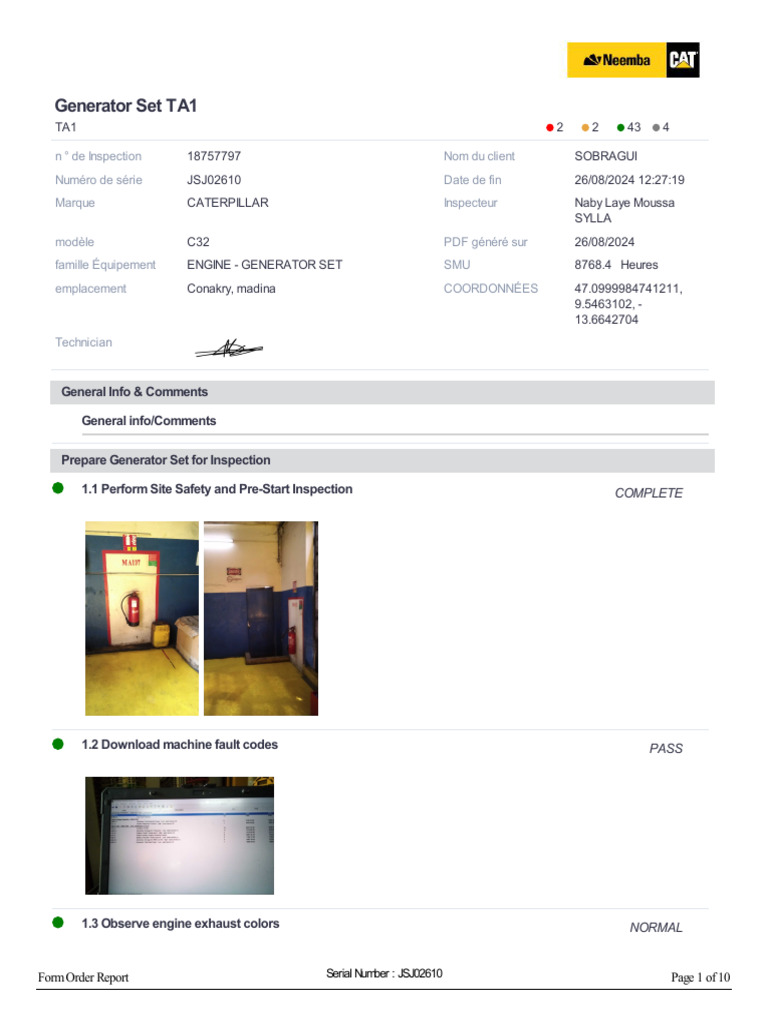 Inspection Report | PDF | Engines | Mechanical Engineering