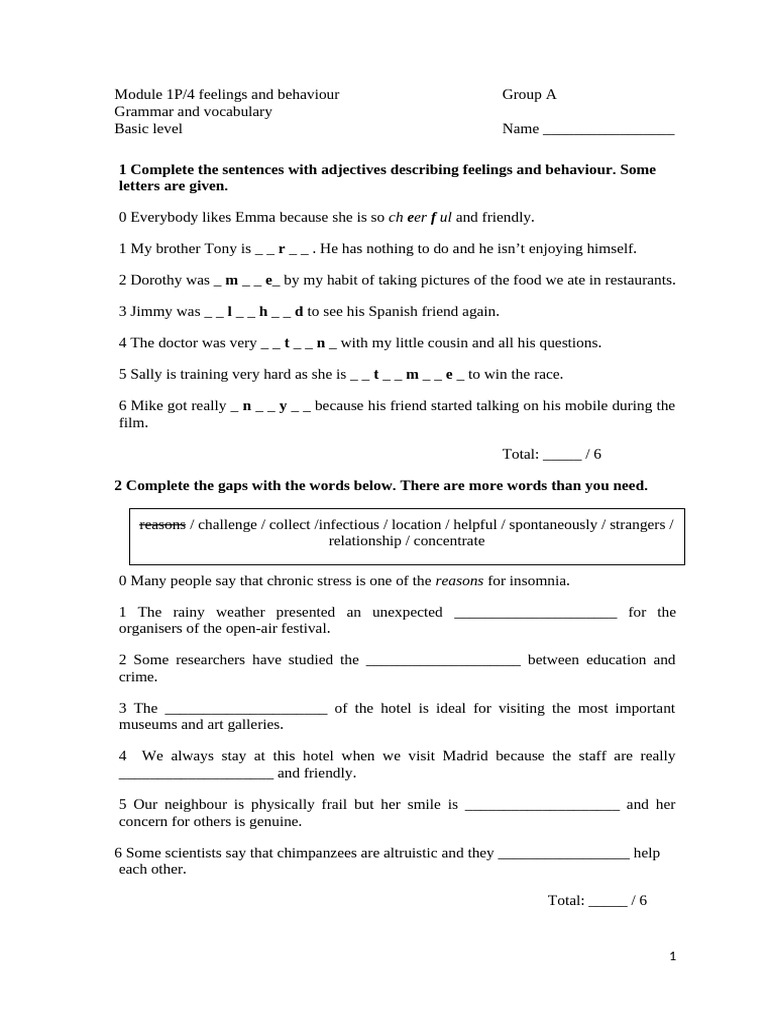Feelings-and-behaviour-basicp | PDF | Language Mechanics | Linguistic Morphology