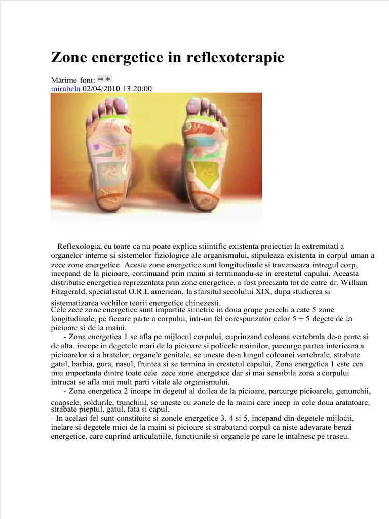 Zone Energetice in Reflexoterapie | PDF