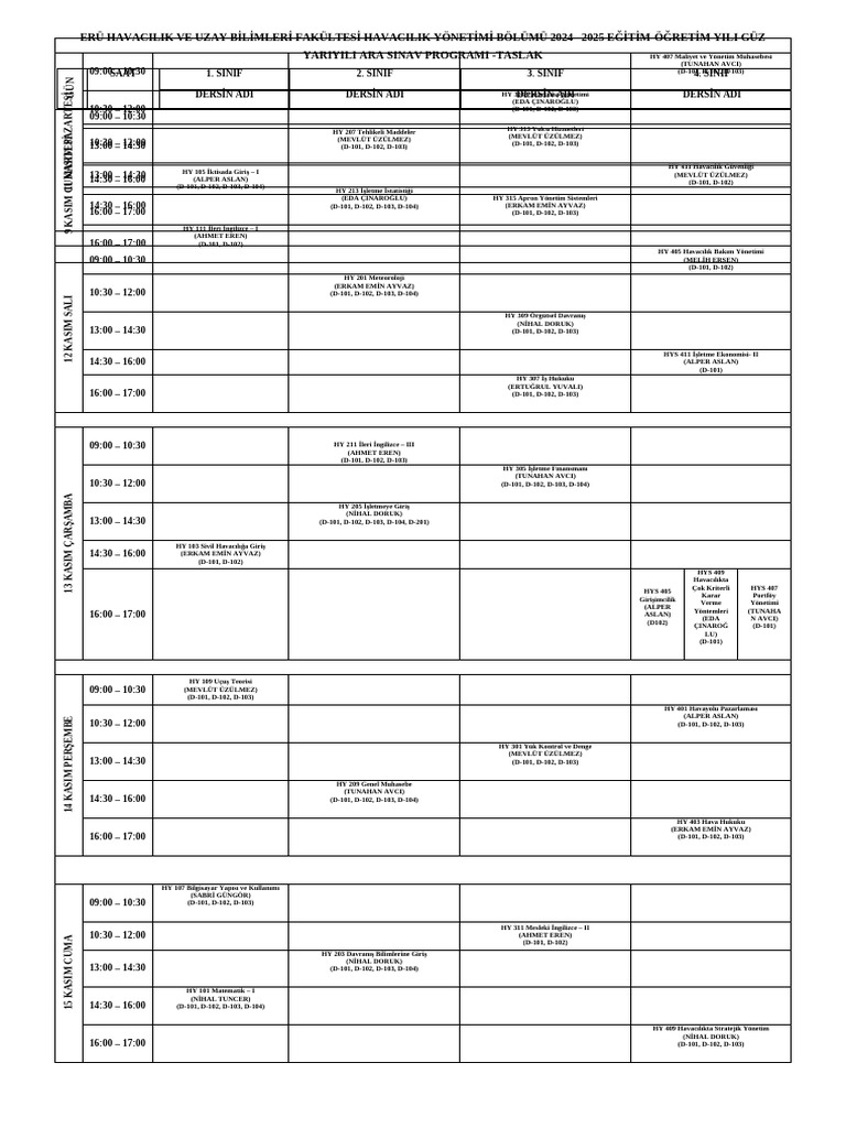 2024 2025 Ara Sinav Programi 2 | PDF