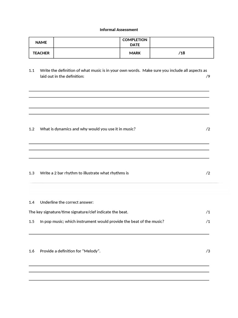An Activity On Informal Assesment | PDF