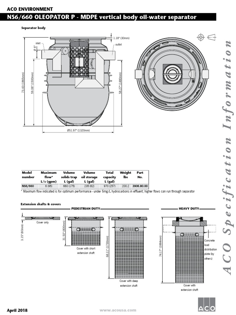 Oleopator P NS6 - 660 Spec Info Sheet | PDF | Mechanical Engineering | Building Engineering