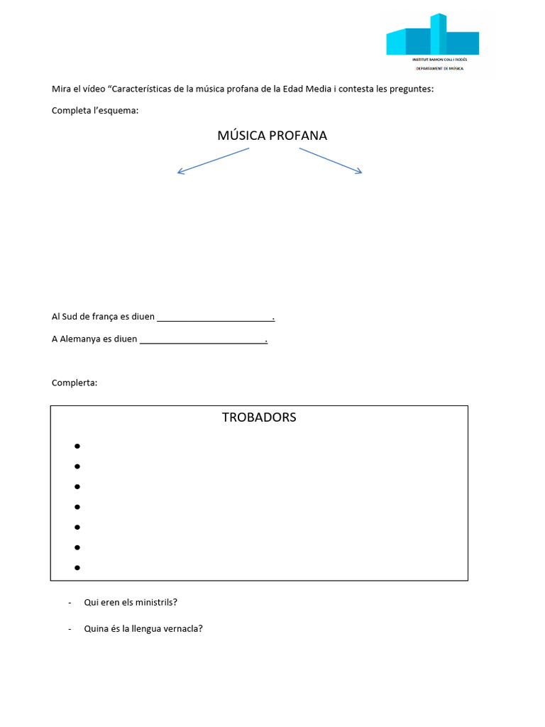 Fitxa Video Caracteristicas de La Musica Profana de La Edad Media. | PDF