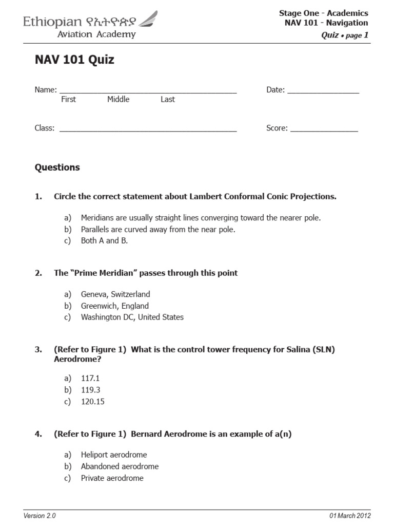 NAV 101 Navigation Quiz Questions | PDF | Aviation