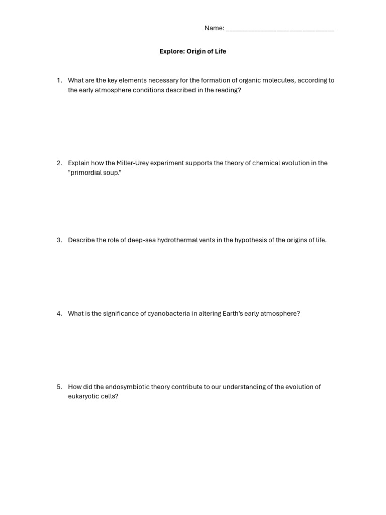 Origins of Life: Key Concepts Explained | PDF | Social Science | Wellness