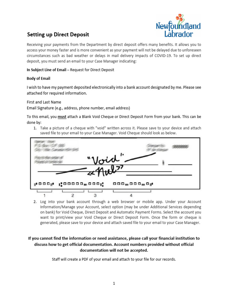 Setting Up Direct Deposit 2 | PDF | Cheque | Banks