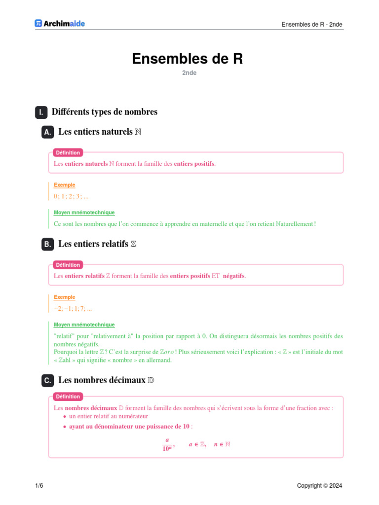 Ensembles de R - 2nde | PDF | Nombre rationnel | Entier relatif