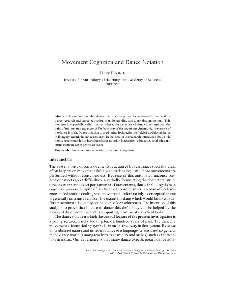 Movement Cognition and Dance Notation | PDF | Consciousness | Cognition