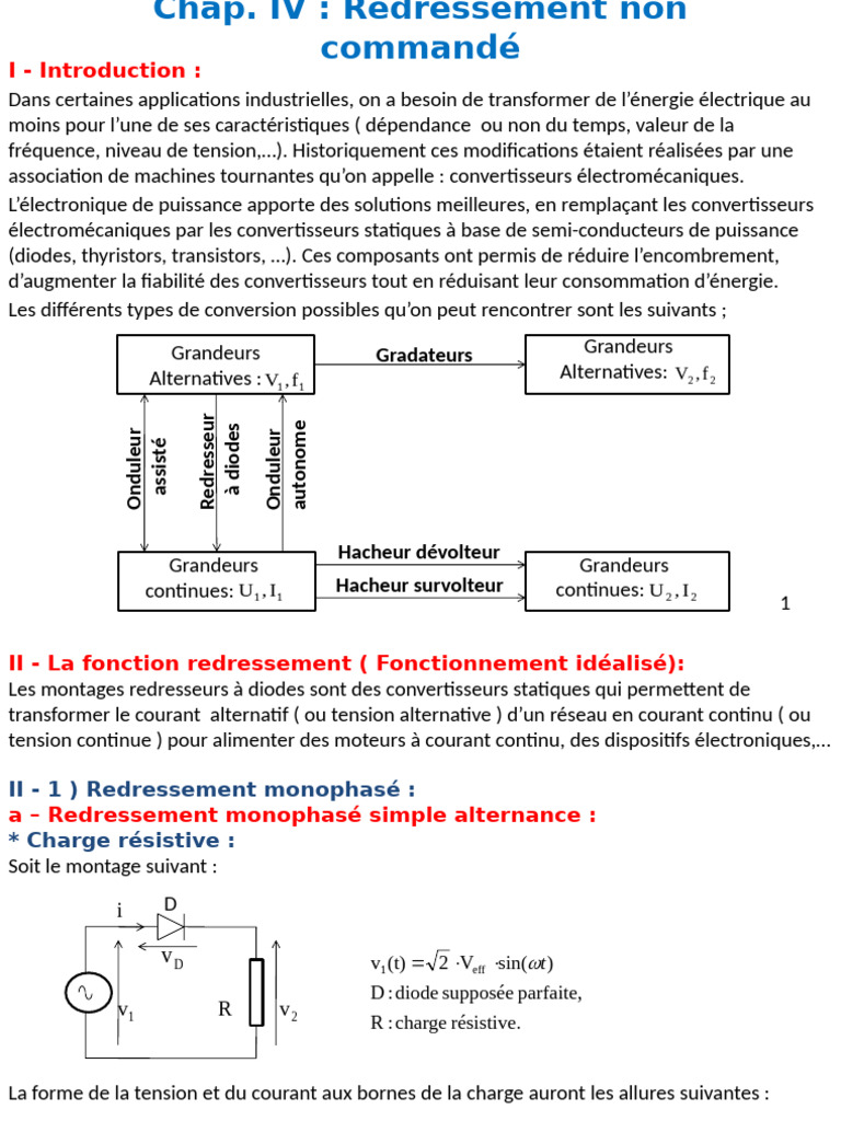 Redressement Non Commandé Monophasé | PDF | Redresseur | Électronique de puissance