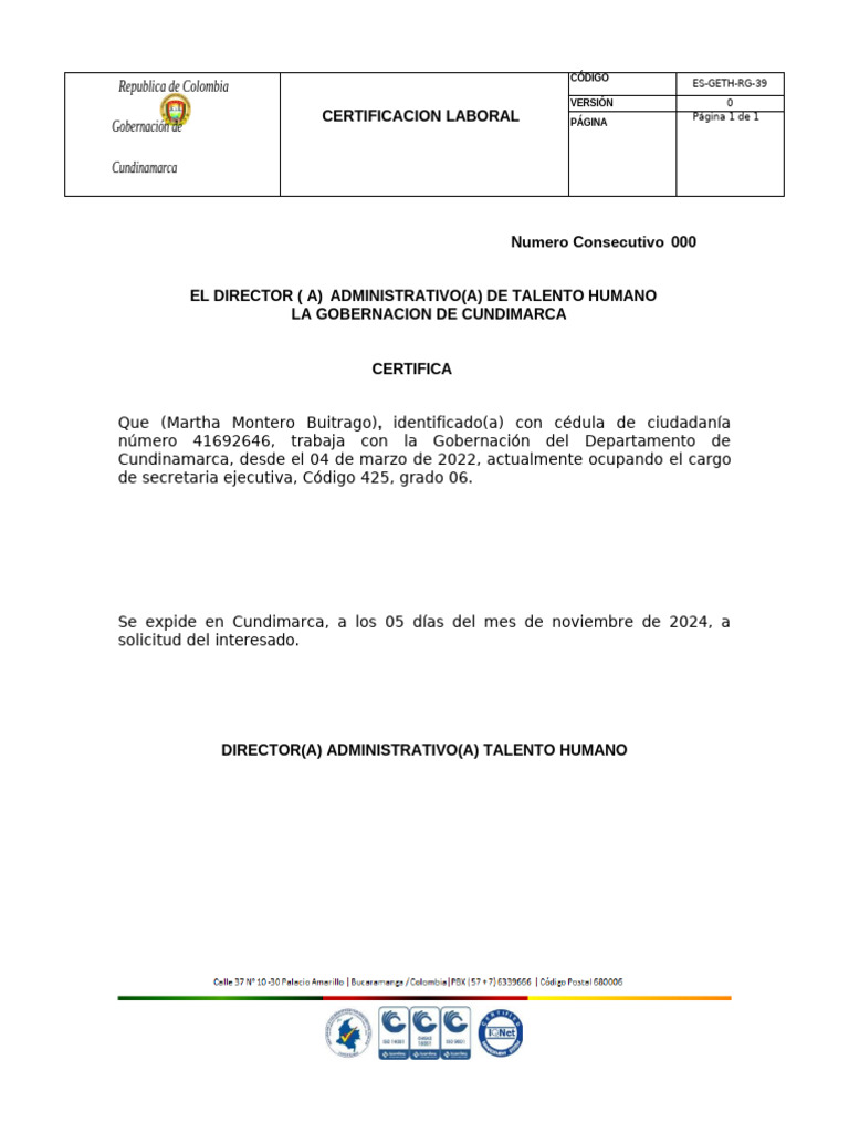 Formato Certificación Laboral | PDF