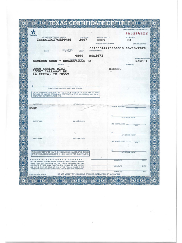 Titulo Ram 3500 2004 #3536 | PDF | Property Law | Natural Resources Law