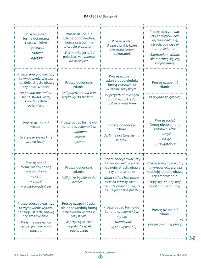HURRA Po Polsku 2 Lekcja 4 Karteczki | PDF