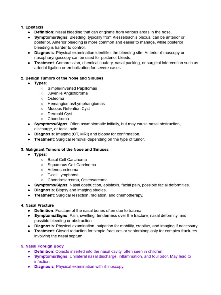 ENT Test Lecture Notes | PDF | Human Nose | Medicine