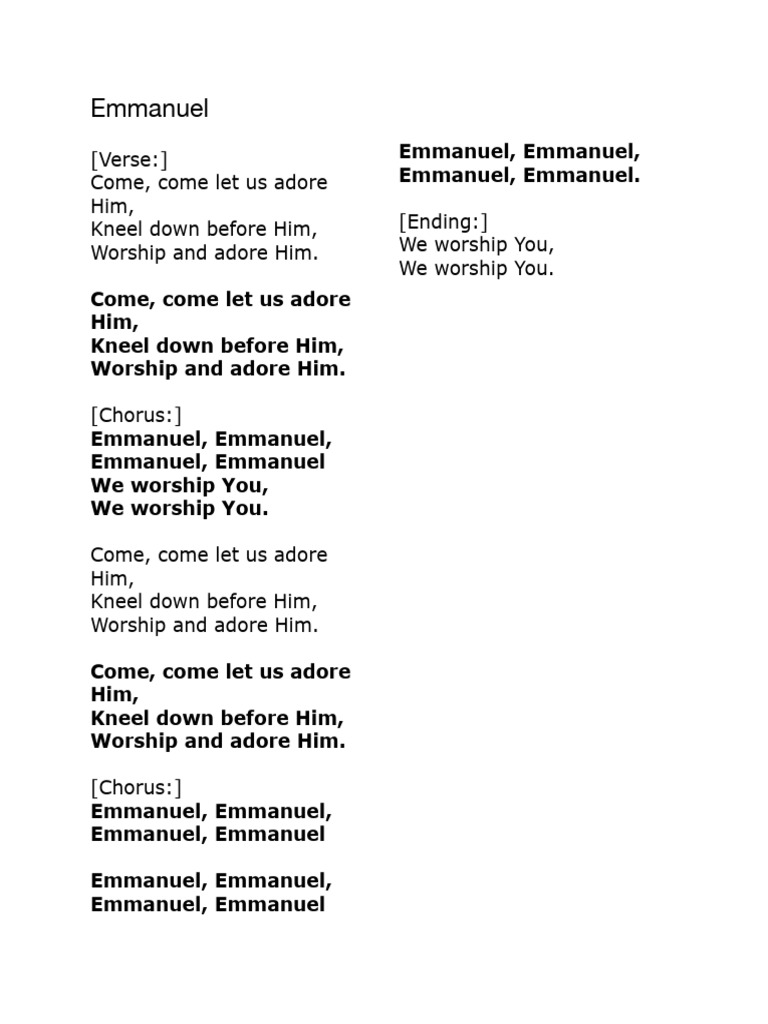 Emmanuel Lyrics | PDF