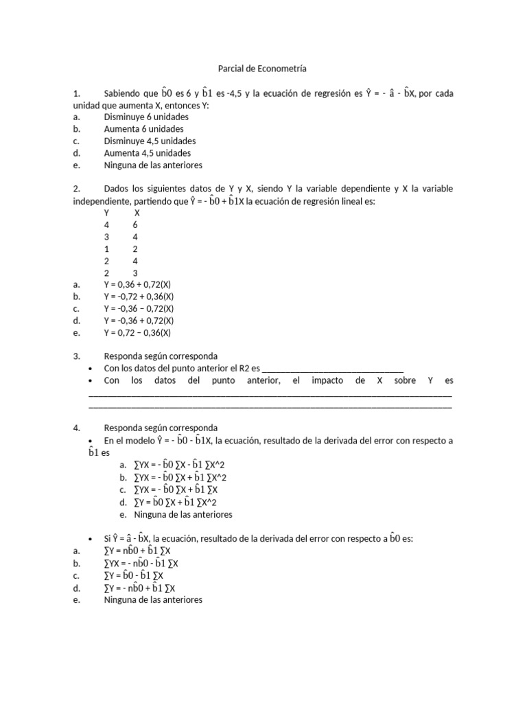 Parcial 2 de Econometría 2024 UNIMINUTO LISTO | PDF