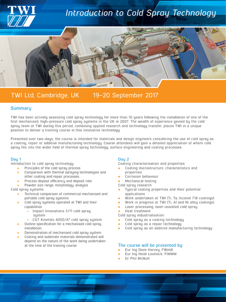 Cold Spray Tech Training for Engineers | PDF | Physical Sciences ...