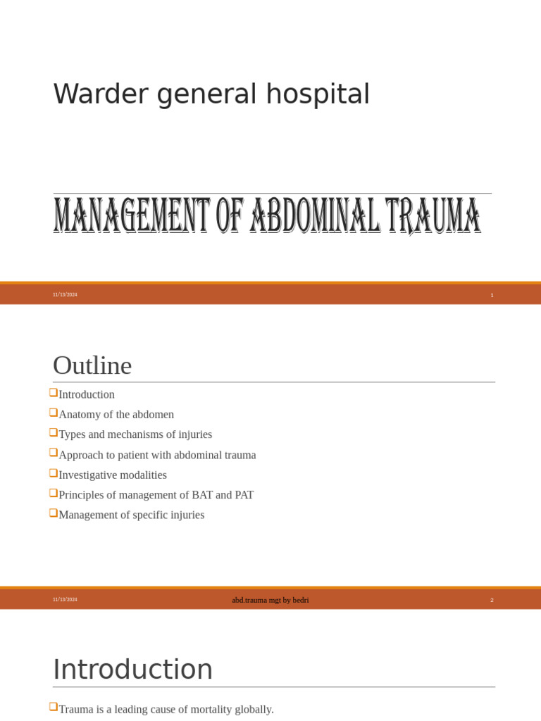 Abdominal Trauma Management Overview | PDF | Abdomen | Spleen