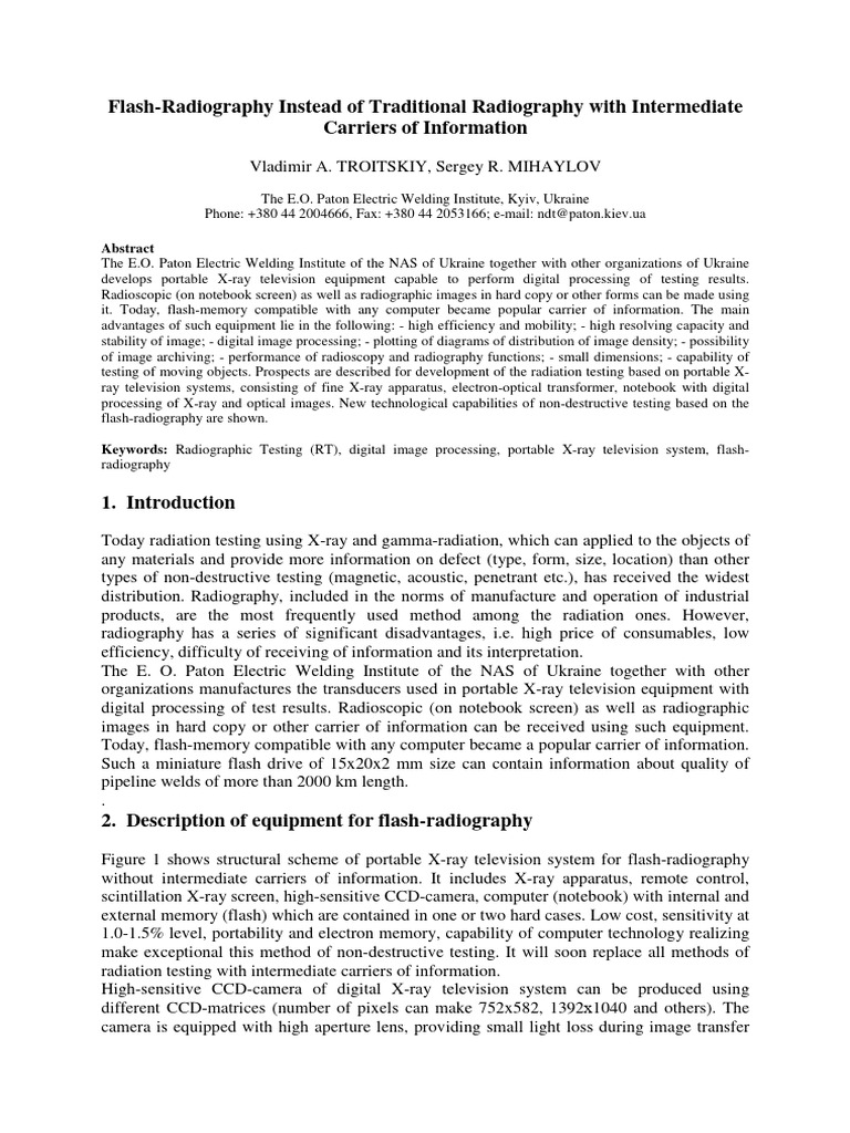 Flash Radiography | PDF | Radiography | Nondestructive Testing