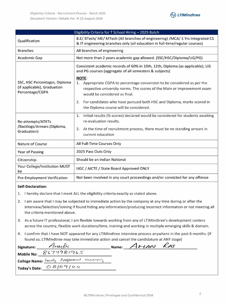 Eligibility Forn | PDF