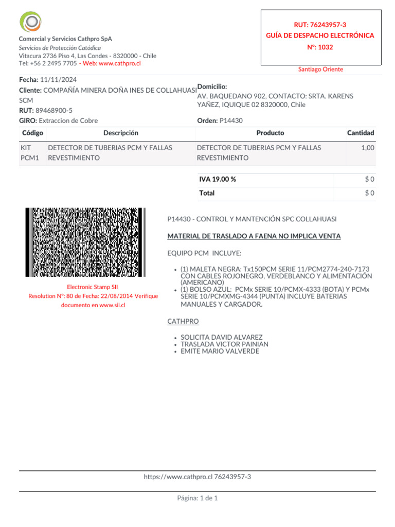 Gde Guía de Despacho Sii - Faena00361 | PDF