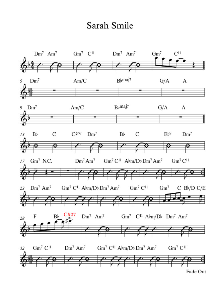 Sarah Smile - Full Score | PDF