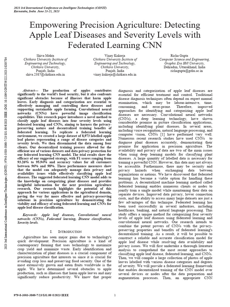 Empowering Precision Agriculture Detecting Apple Leaf Diseases And Severity Levels With