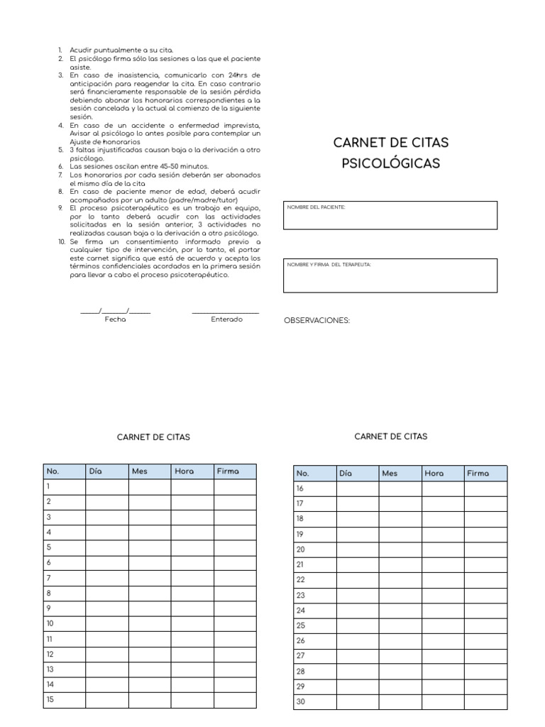 Carnet de Citas | PDF