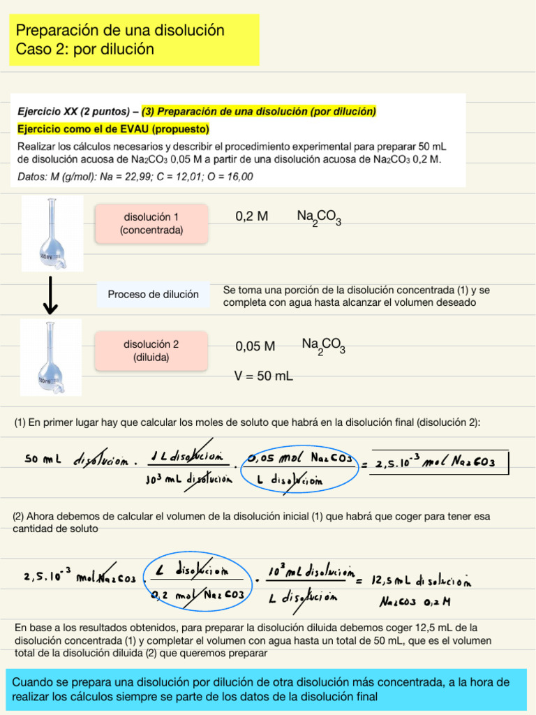 Disoluciones Preparación de Una Disolución Caso 2 | PDF | Concentración | Ingeniería de Procesos ...