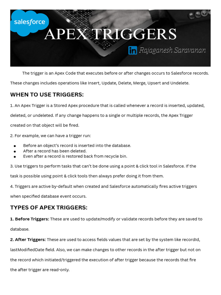 Apex Triggers Cheatsheet | PDF | Software Development | Software Engineering