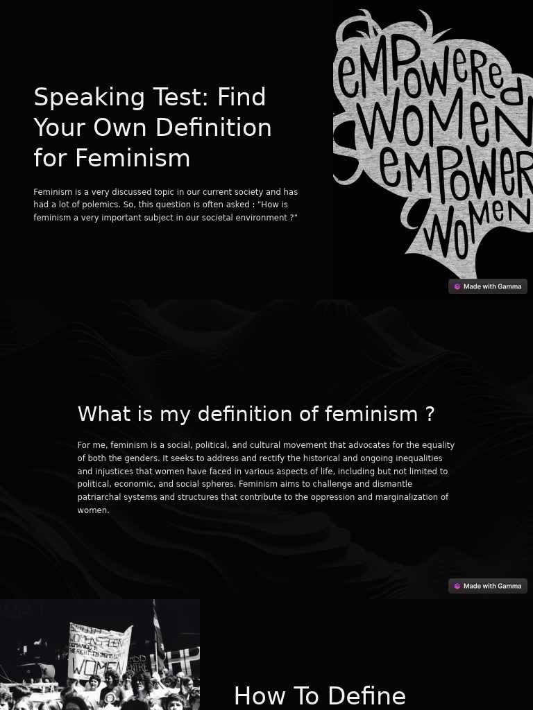 Speaking Test Find Your Own Definition For Feminism | PDF | Gender ...