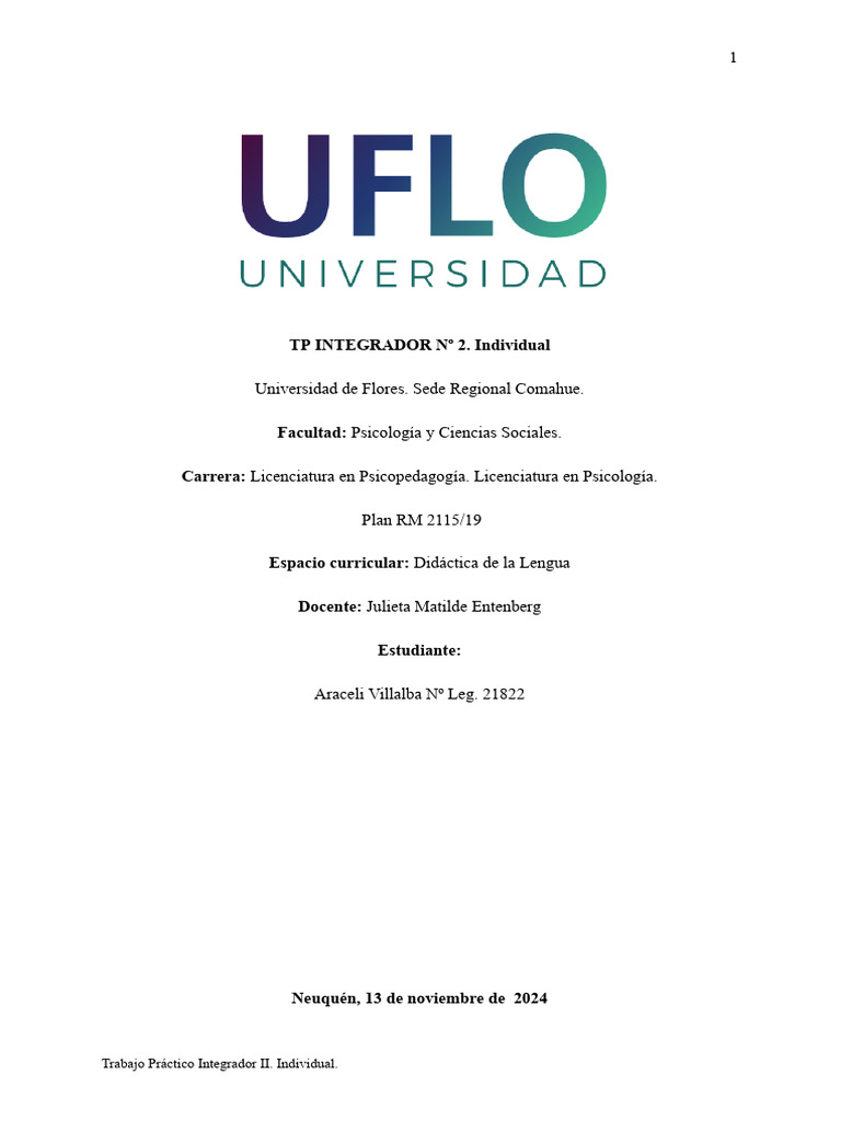 TP Integrador #2 | PDF | Enseñando | Lingüística