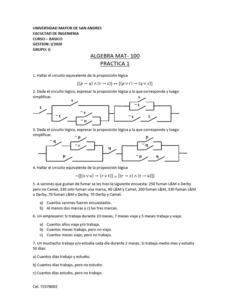 Práctica 1 ALGEBRA | PDF | Álgebra abstracta | Lógica matemática