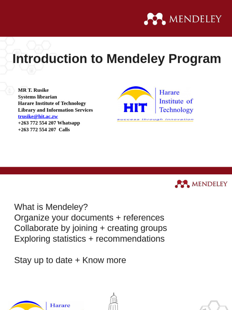 Mendeley Presentation - HIT LIS 2024 | PDF | Software | Microsoft Windows