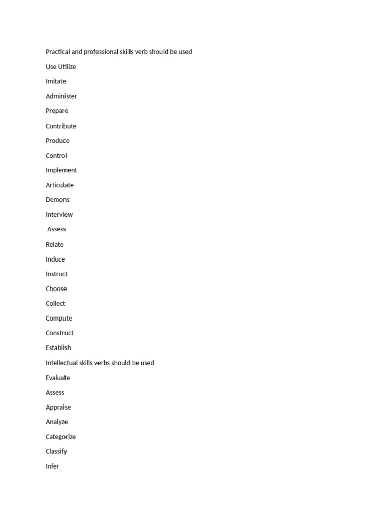 Practical and Professional Skills Verb Should Be Used | PDF