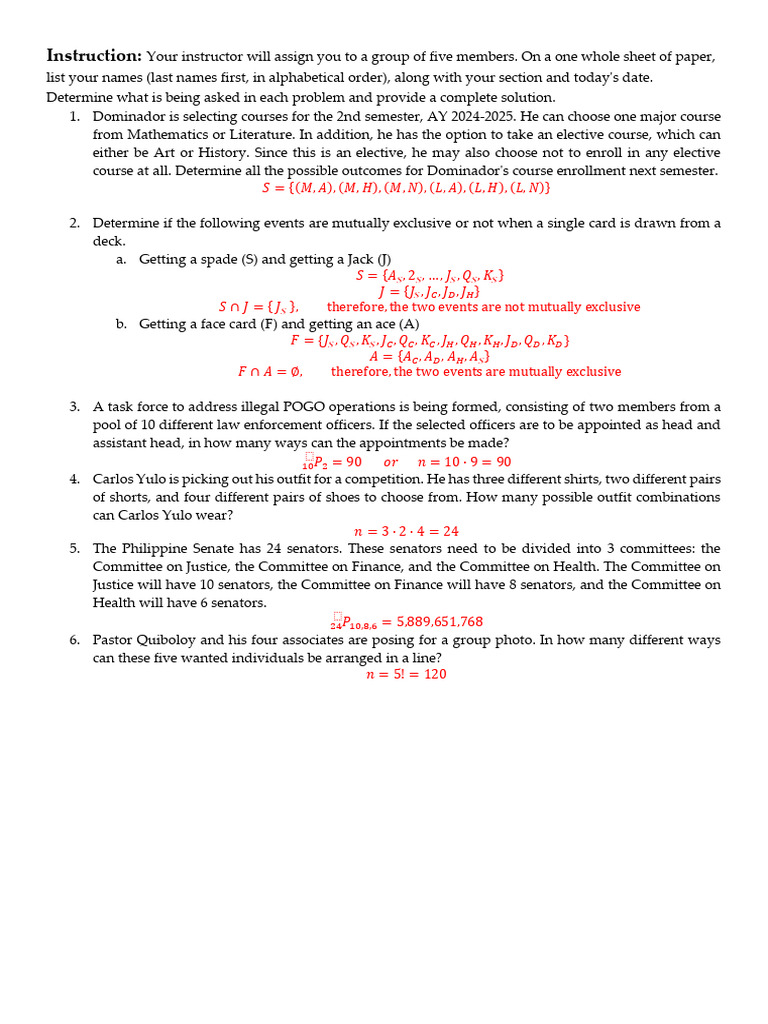 Sample Space and Counting Techniques | PDF